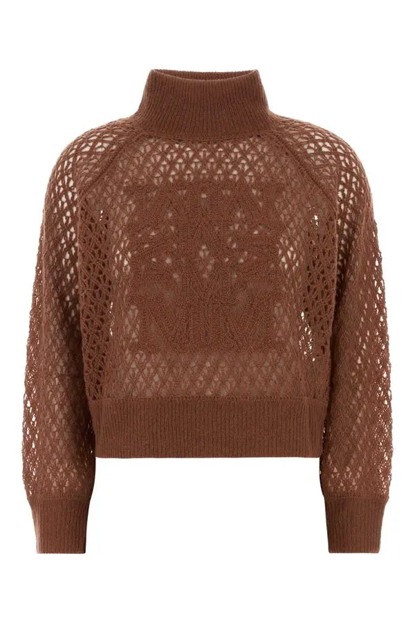 Max Mara Antiqued Crochet Cashmere-silk High Neck Sweater - Pink