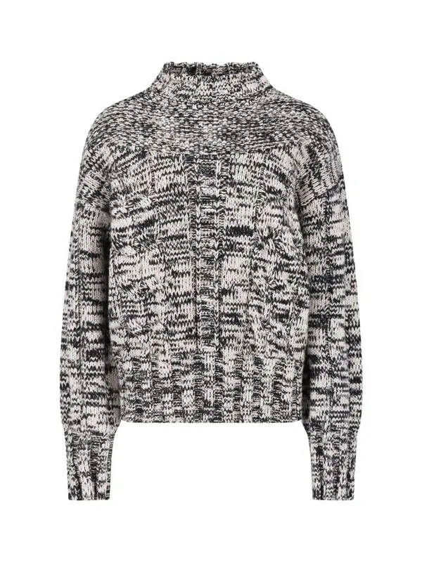 Malo Cable-knit Turtleneck Sweater - Grey