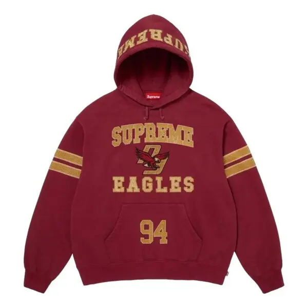 Supreme Rhinestone Eagle Hooded Sweatshirt - Red