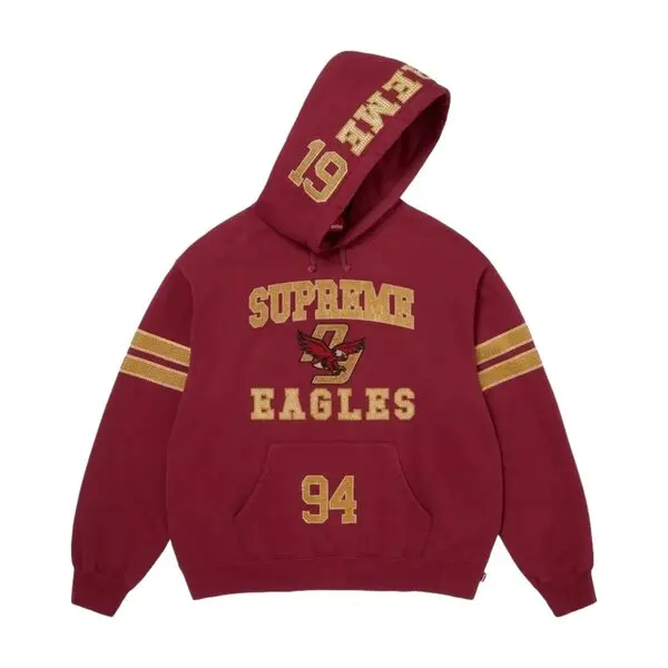 Supreme Rhinestone Eagle Hooded Sweatshirt - Red