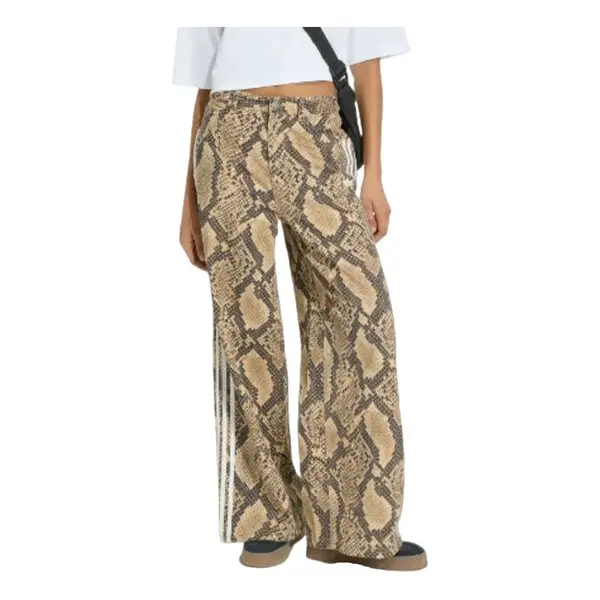 Adidas Snake Print Denim Loose Pants Asia Sizing 'linen Magic Beige - Linen/magic Beige