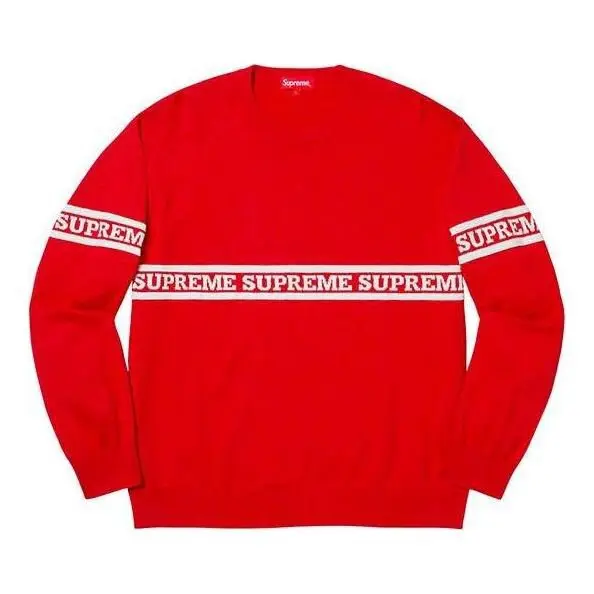 Supreme Logo Stripe Knit Top 'red