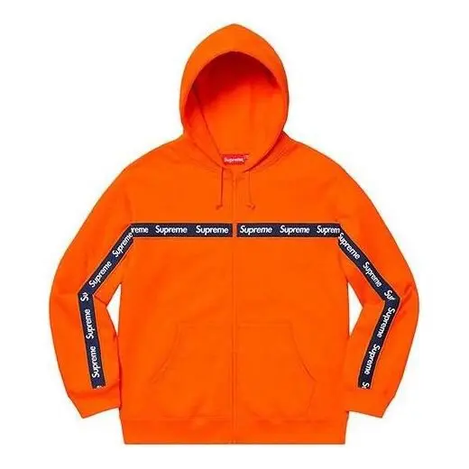 Supreme Text Stripe Zip Up Hooded Sweatshirt