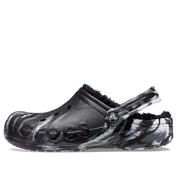 CROCS Baya Lined Marbled Clogs - Black/silver