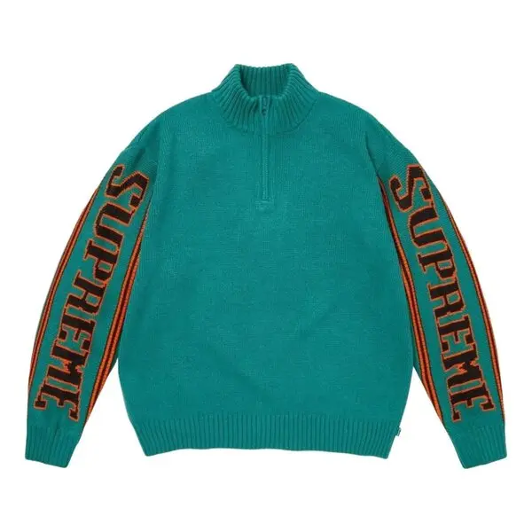 Supreme Fw26 Jacquard Sleeve Half Zip Sweater - Teal