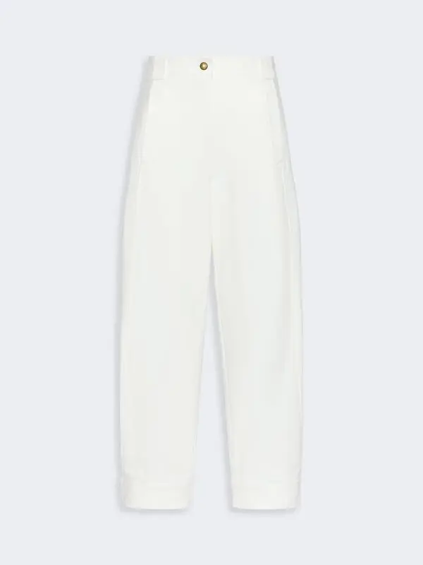 Max Mara Stretch Cotton Canvas Cropped Barrel-leg Trousers - White