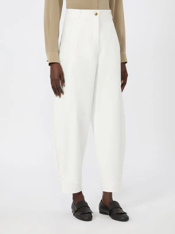 Max Mara Stretch Cotton Canvas Cropped Barrel-leg Trousers