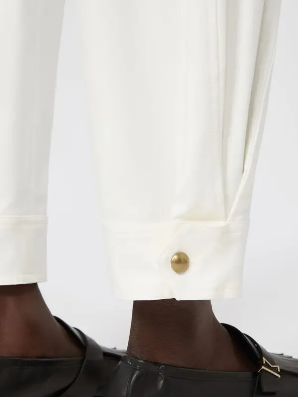Max Mara Stretch Cotton Canvas Cropped Barrel-leg Trousers