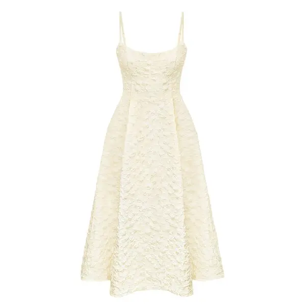 POST MERIDIEM Lemon Jacquard Fitted Corset Bustier Dress - Yellow