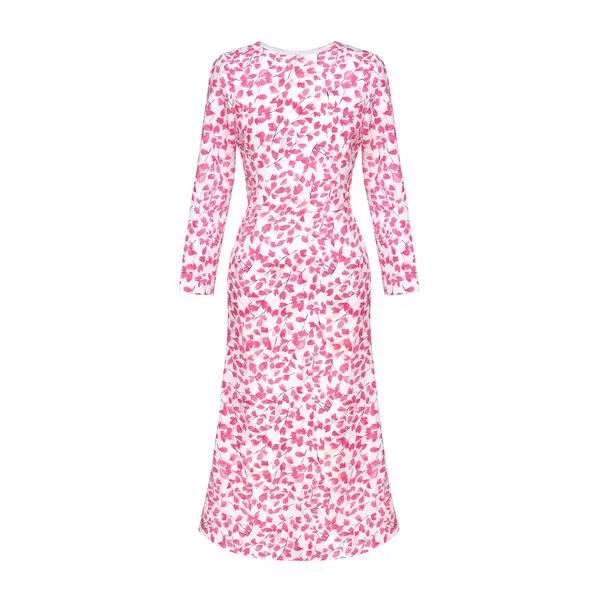 POST MERIDIEM Long Sleeve Printed Midi Dress - Red