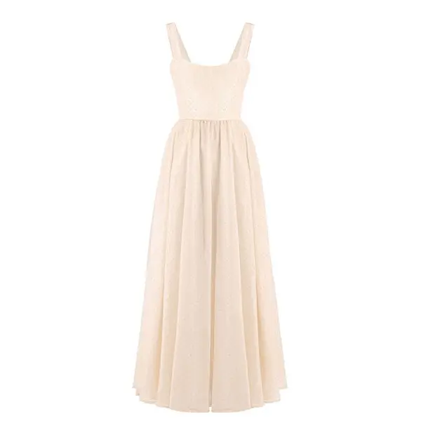 POST MERIDIEM Neutrals Sweetheart Sequined Midi Dress