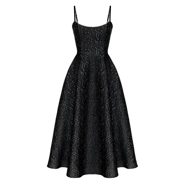 POST MERIDIEM Jacquard Gold Flecks Bustier Dress - Black