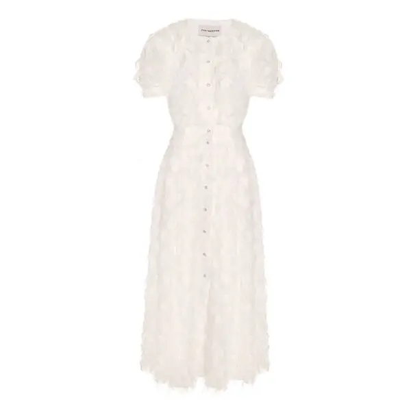 POST MERIDIEM Ecru Midi Length Dress With Buttons - White