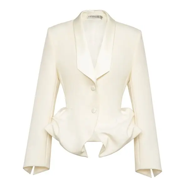 POST MERIDIEM Milk Jacket With An Airy Peplum
