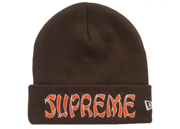 Supreme New Era Action Beanie - Brown