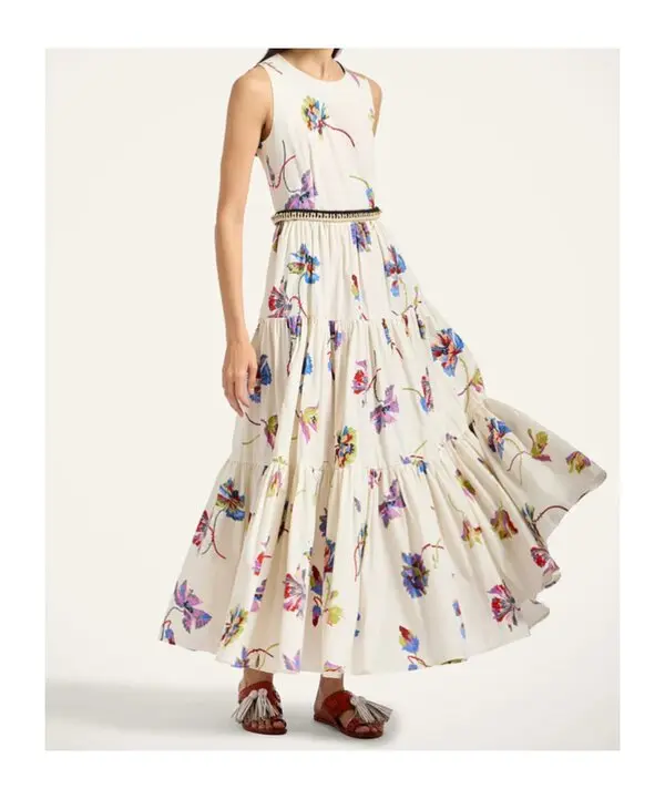 La DoubleJ Big Sleeveless Tiered Floral Dress