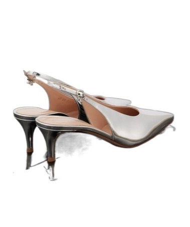 GIANVITO ROSSI Metallic Leather Slingback Pumps