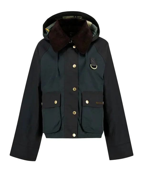 Barbour Reighton Hooded Jacket With Corduroy Collar - Black