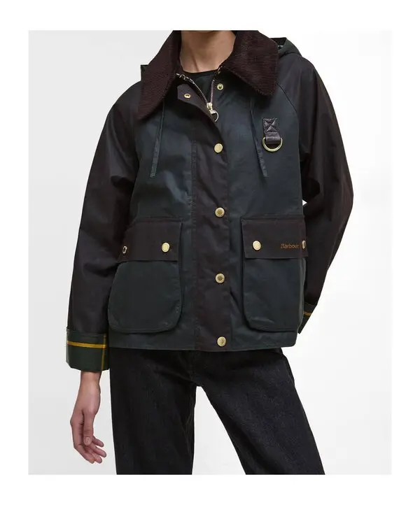 Barbour Reighton Hooded Jacket With Corduroy Collar - Black