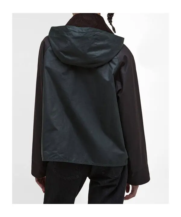 Barbour Reighton Hooded Jacket With Corduroy Collar - Black