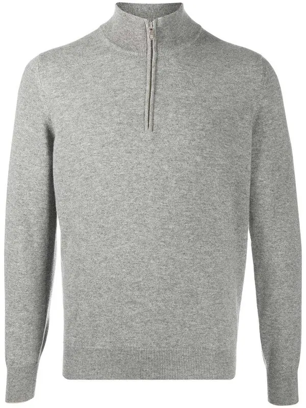 Brunello Cucinelli Zip-up Roll Neck Jumper - Gray