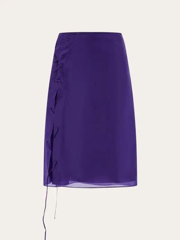 FERRAGAMO Organza Skirt With String Tie Detail - Violet