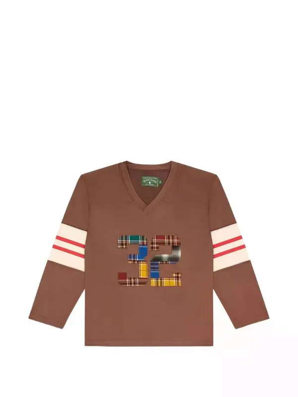 DENIM TEARS Plaid-patchwork Long-sleeves T-shirt