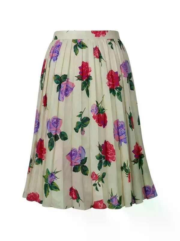 Valentino Garavani Floral-print Pleated Skirt - Neutrals