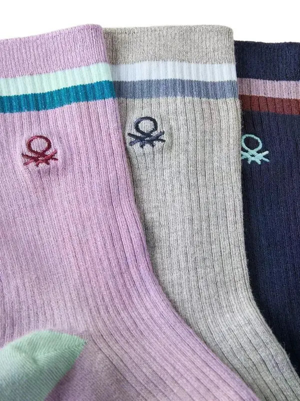 BENETTON Logo Motif Ribbed Socks