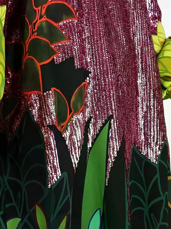Valentino Garavani Sequin Embellished Panther Print Dress