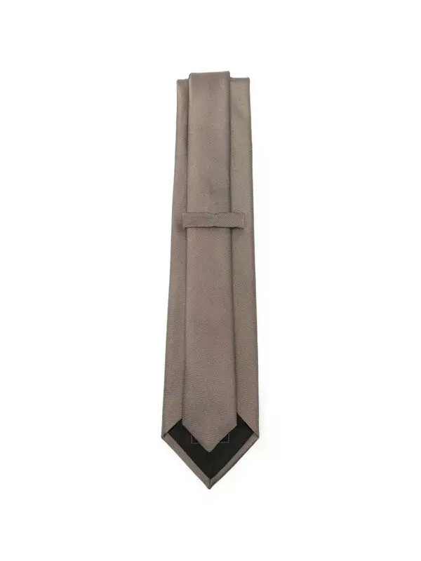 Brioni Logo-embroidered Silk Tie - Brown
