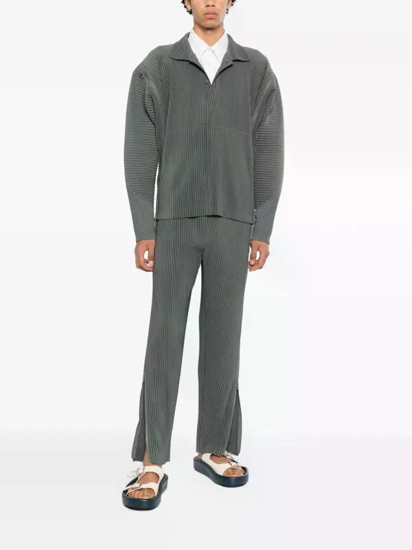 Issey Miyake Pleated Zip-detail Trousers - Blue