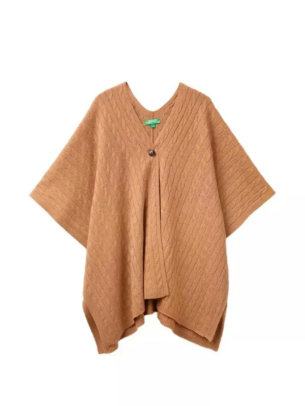 BENETTON Cable Knit Button-up Cape