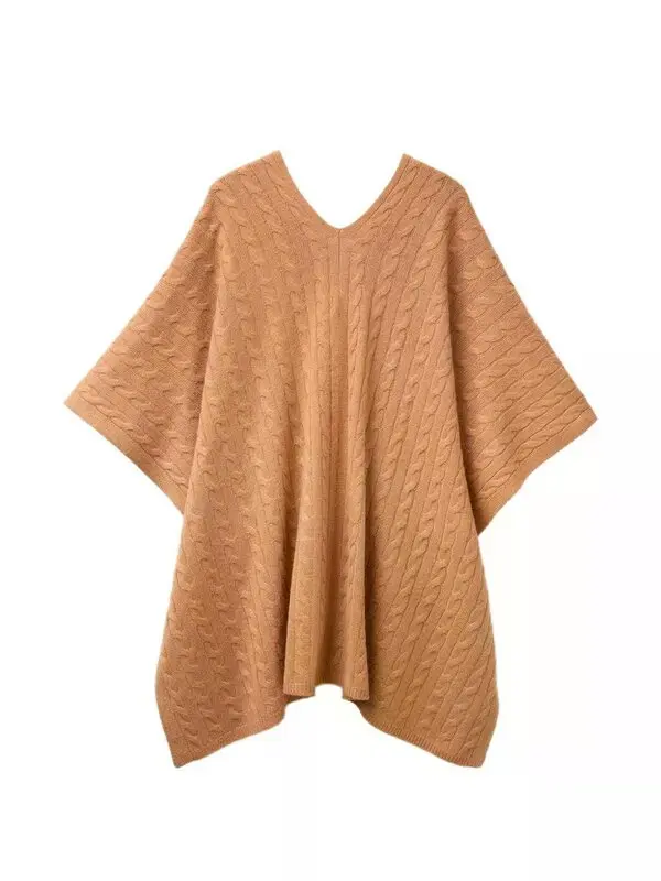 BENETTON Cable Knit Button-up Cape