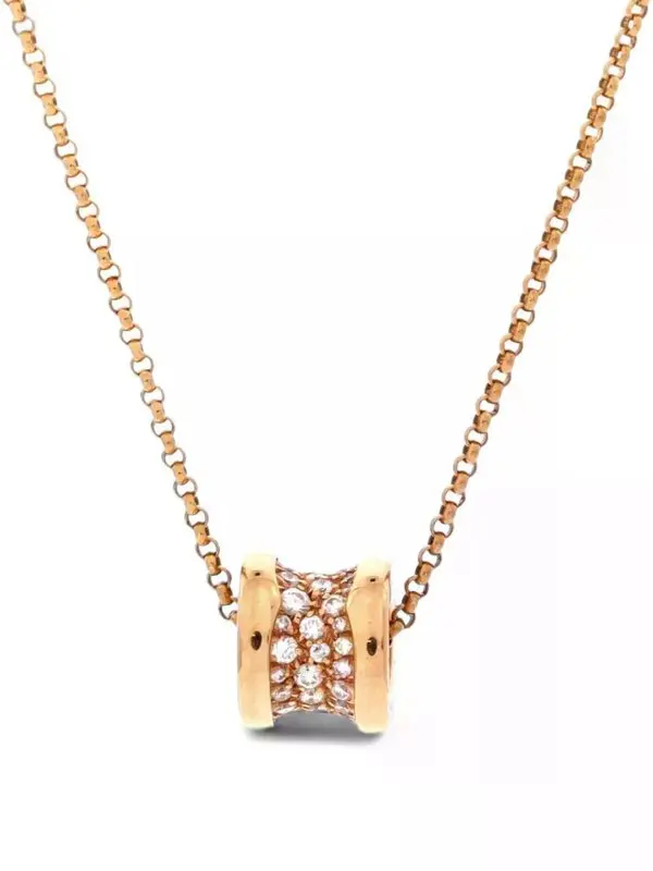 BVLGARI B.zero1 18k Rose Gold Pave Diamond Mini Necklace