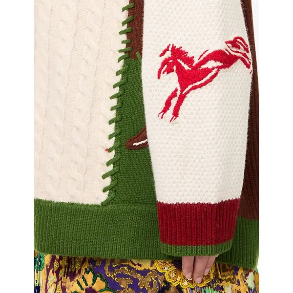 ALEMAIS Lasso Oversized Patchwork Knit Cardigan
