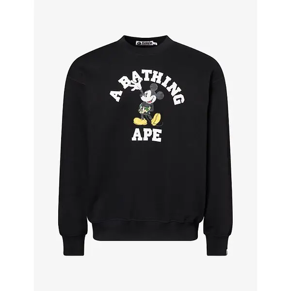 A BATHING APE X Disney Mickey Graphic Cotton-jersey Sweatshirt