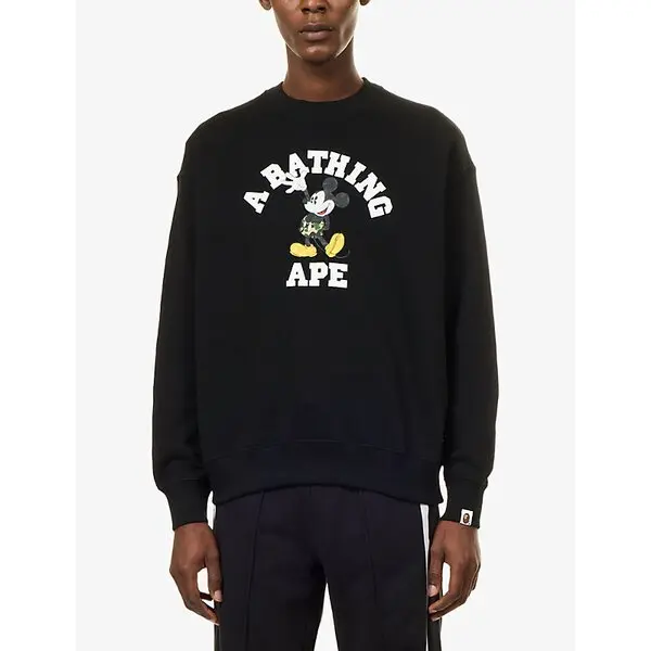 A BATHING APE X Disney Mickey Graphic Cotton-jersey Sweatshirt