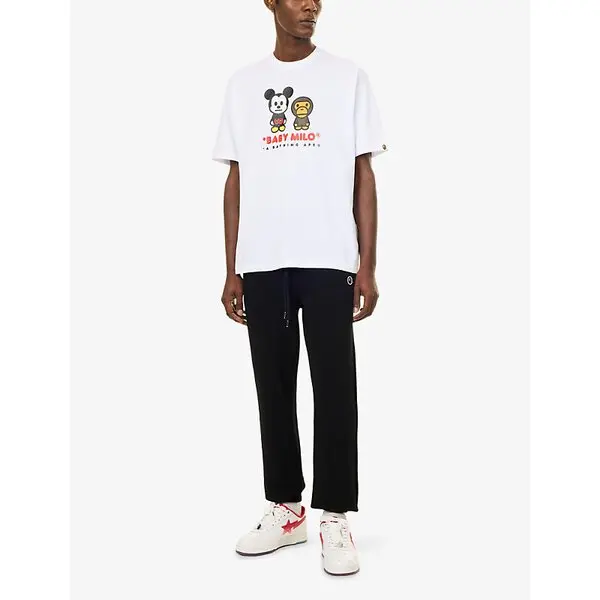 A BATHING APE X Disney Baby Milo Mickey Graphic Cotton-jersey T-shirt - White