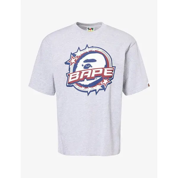 A BATHING APE Twin Sta Logo Relaxed Graphic Cotton-jersey T-shirt - Grey