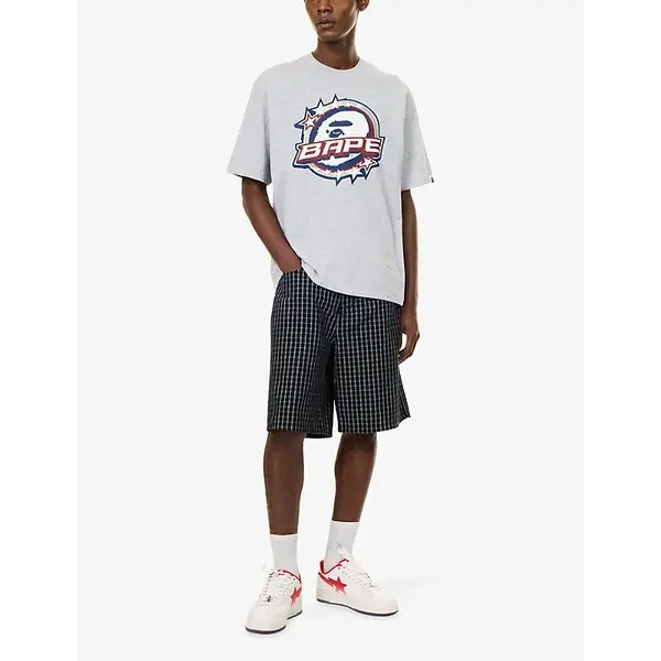 A BATHING APE Twin Sta Logo Relaxed Graphic Cotton-jersey T-shirt - Grey