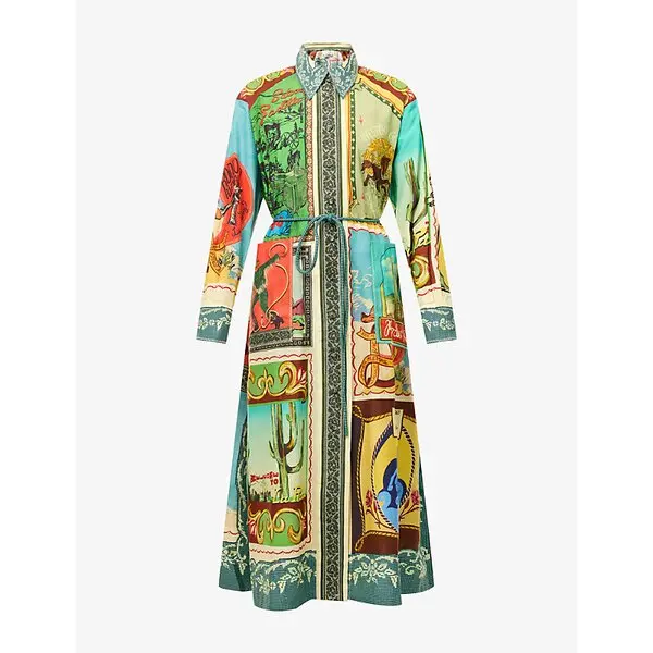 ALEMAIS Ace Printed Cotton And Silk-blend Midi Shirt Dress - Multi