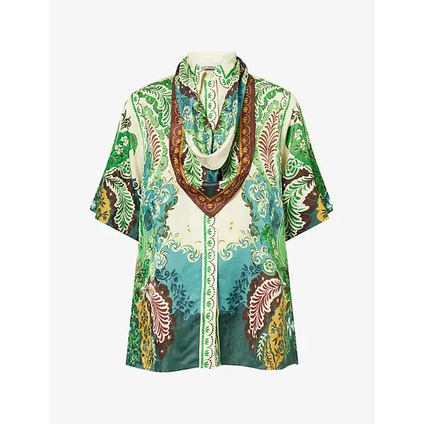ALEMAIS Florence Scarf Jacquard Satin Shirt