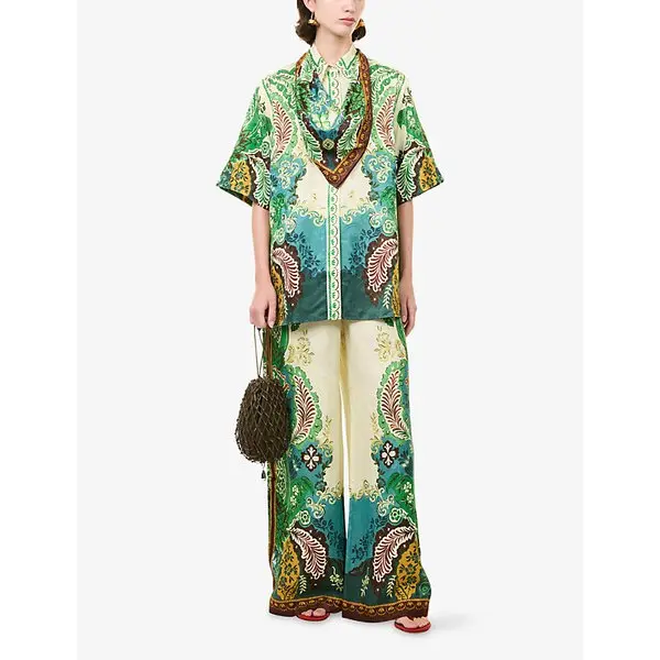 ALEMAIS Florence Scarf Jacquard Satin Shirt