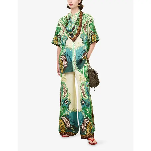 ALEMAIS Florence Jacquard Satin Trousers