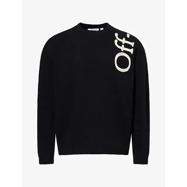 Off-White Vertical Bookish Wool-blend Knit Jumper - Black