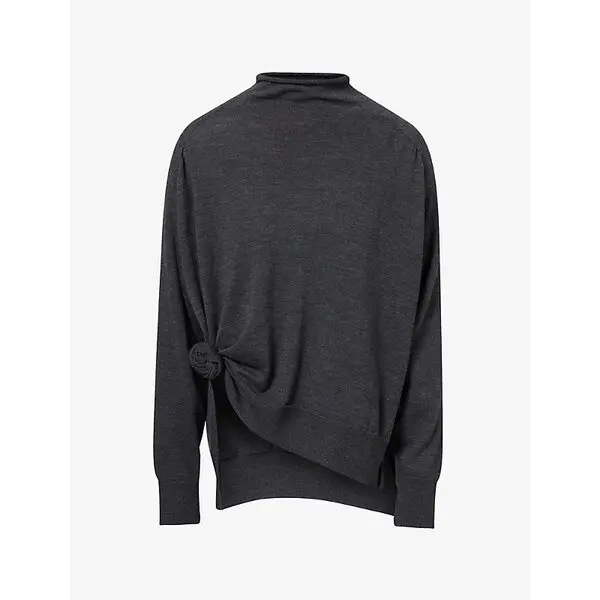 Magda Butrym Floral-trim Wool Jumper - Grey