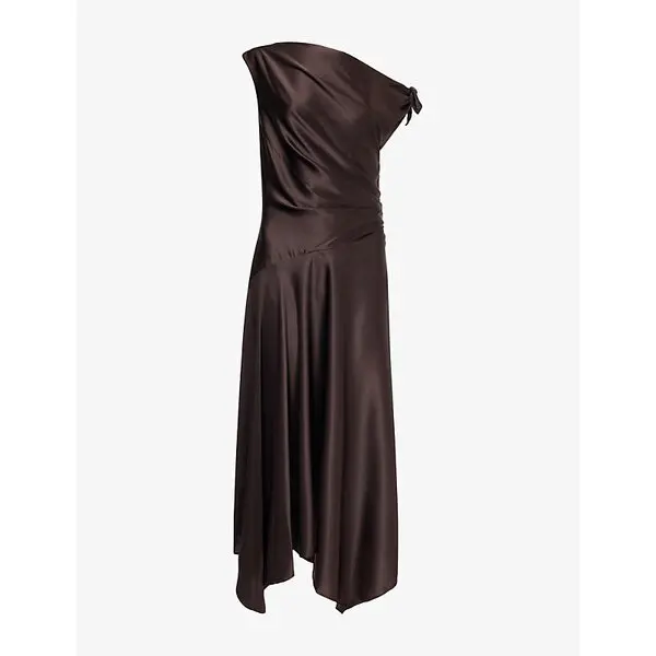 Staud Portia Asymmetric Silk Dress