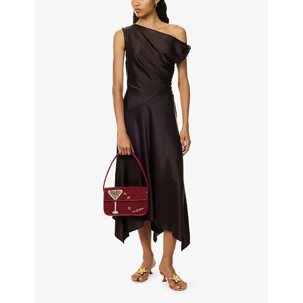Staud Portia Asymmetric Silk Dress