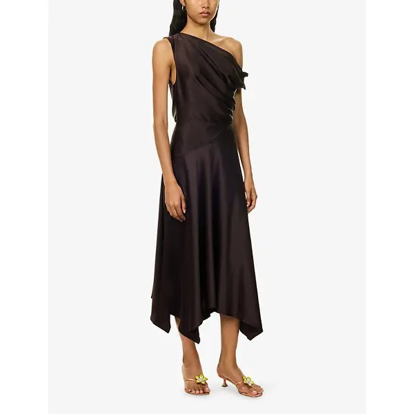 Staud Portia Asymmetric Silk Dress